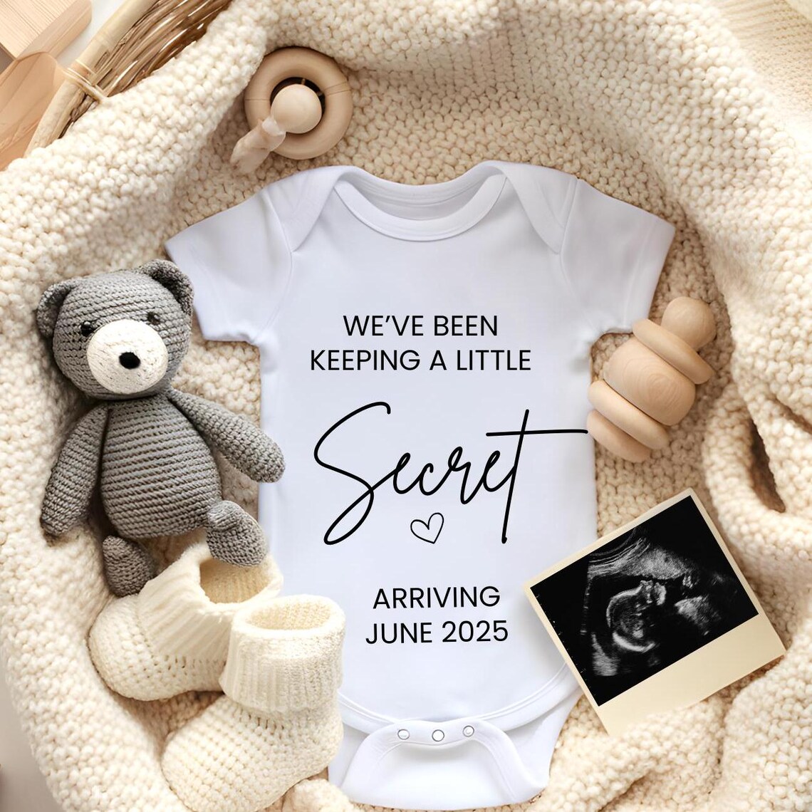 Little Secret, Digital Pregnancy Announcement, Gender Neutral Baby ...