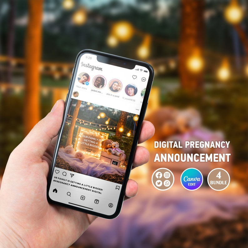 Enchanted Forest Lightbox Pregnancy Announcement Digital, Canva Reveal ...