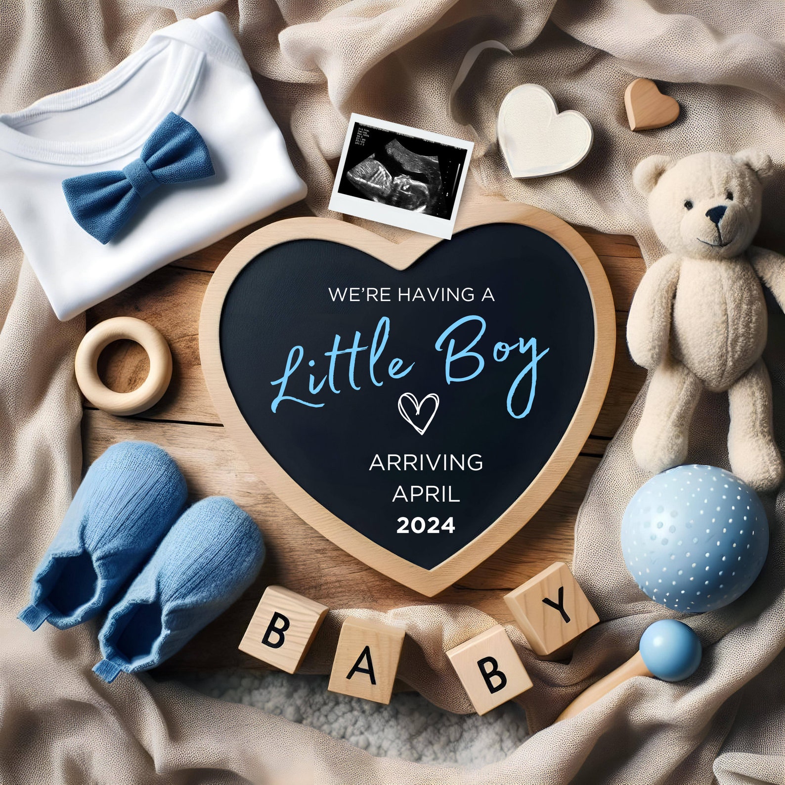 It's a Boy Digital Pregnancy Announcement, Baby Announcemen, Editable Template, Reveal, Social ...