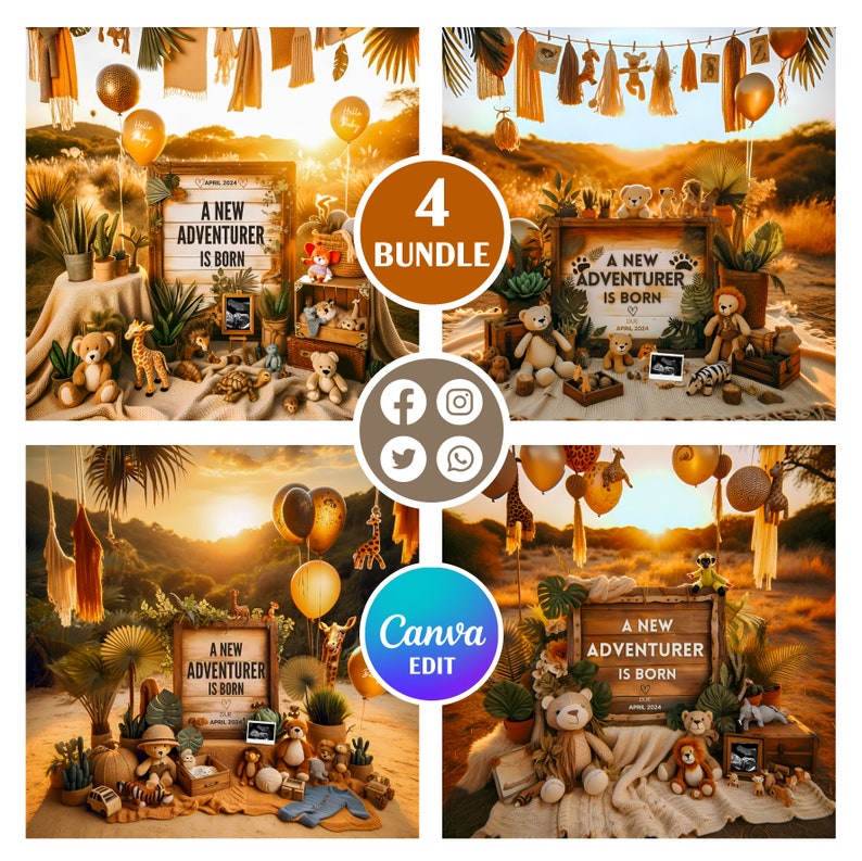 A New Adventurer is Born, Safari Baby Announcement Templates Jungle ...