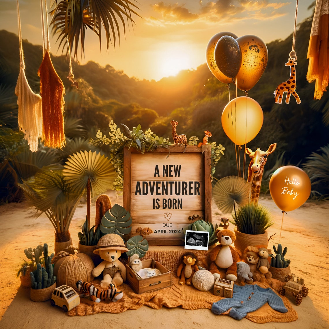A New Adventurer is Born Safari Baby Announcement Templates - Etsy