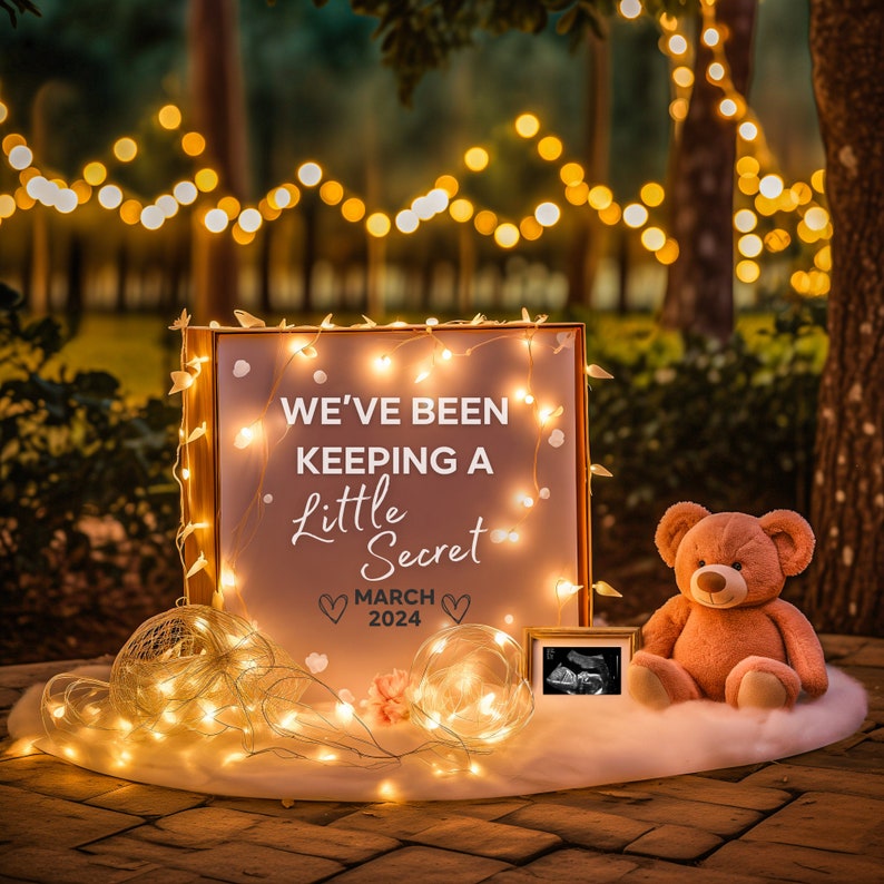 Enchanted Forest Lightbox Pregnancy Announcement Digital, Canva Reveal ...