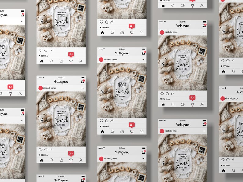 Neutral Pregnancy Announcement Digital, Baby Announcement, Social Media ...