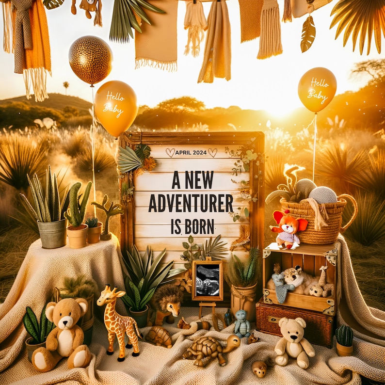 A New Adventurer is Born Safari Baby Announcement Templates - Etsy