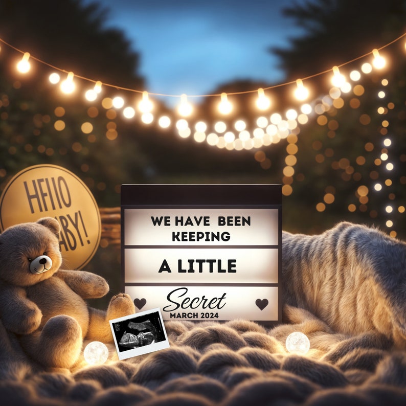Charming Pregnancy Announcement Editable Canva Templates Magical Night ...