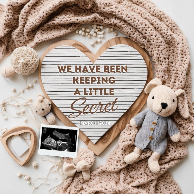Charming 10-pack Pregnancy Announcement Canva Templates 'little Secret ...