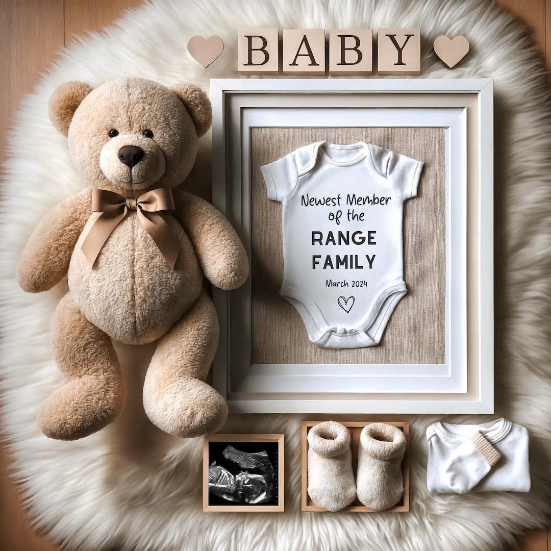 Teddy Bear Baby Announcement Canva Template, Digital Download Pregnancy ...