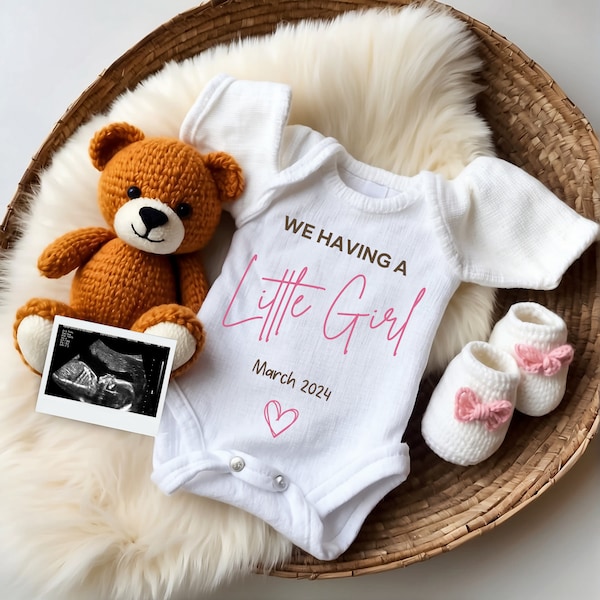 Digital Pregnancy Announcement Baby Girl Announcement for Social Media ...