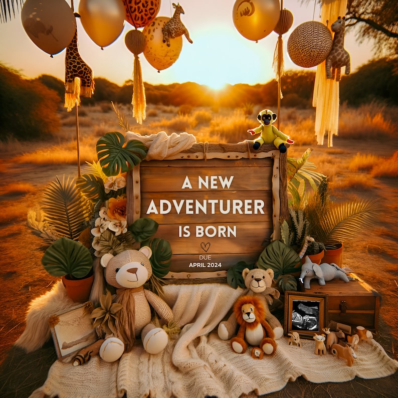 A New Adventurer is Born, Safari Baby Announcement Templates Jungle ...