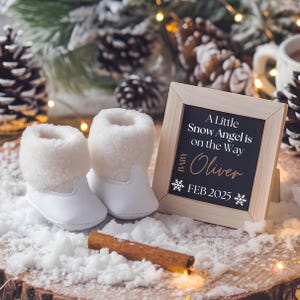 Snowflake Baby Reveal, Winter Pregnancy Announcement (editable Canva ...