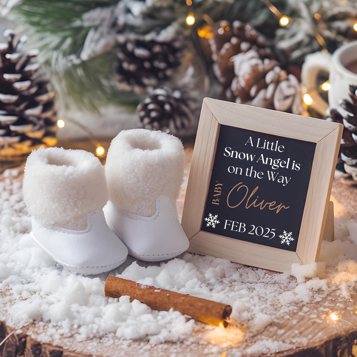 Snowflake Baby Reveal, Winter Pregnancy Announcement (editable Canva ...