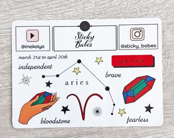 Funny Aries Zodiac Vinyl Sticker Sheet, Cute Zodiac Astrology Lover ...