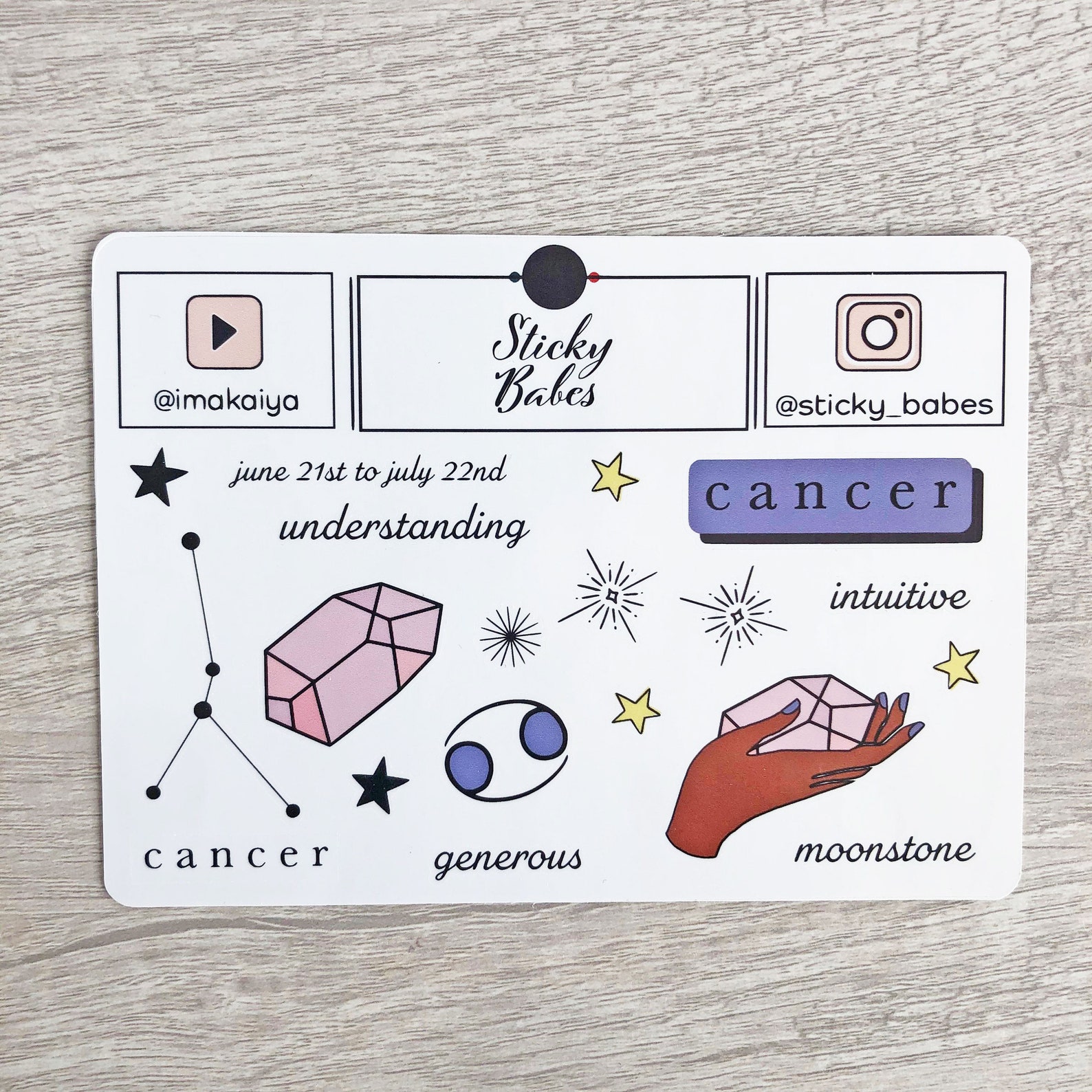 Cancer Zodiac Sticker, Journal Sticker, Cancer Birthday, Vinyl Sticker ...