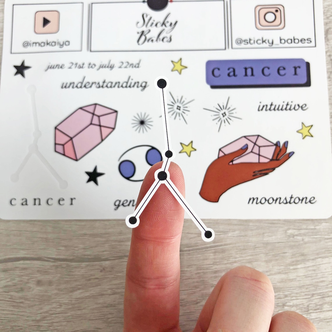 Cancer Zodiac Sticker, Journal Sticker, Cancer Birthday, Vinyl Sticker ...