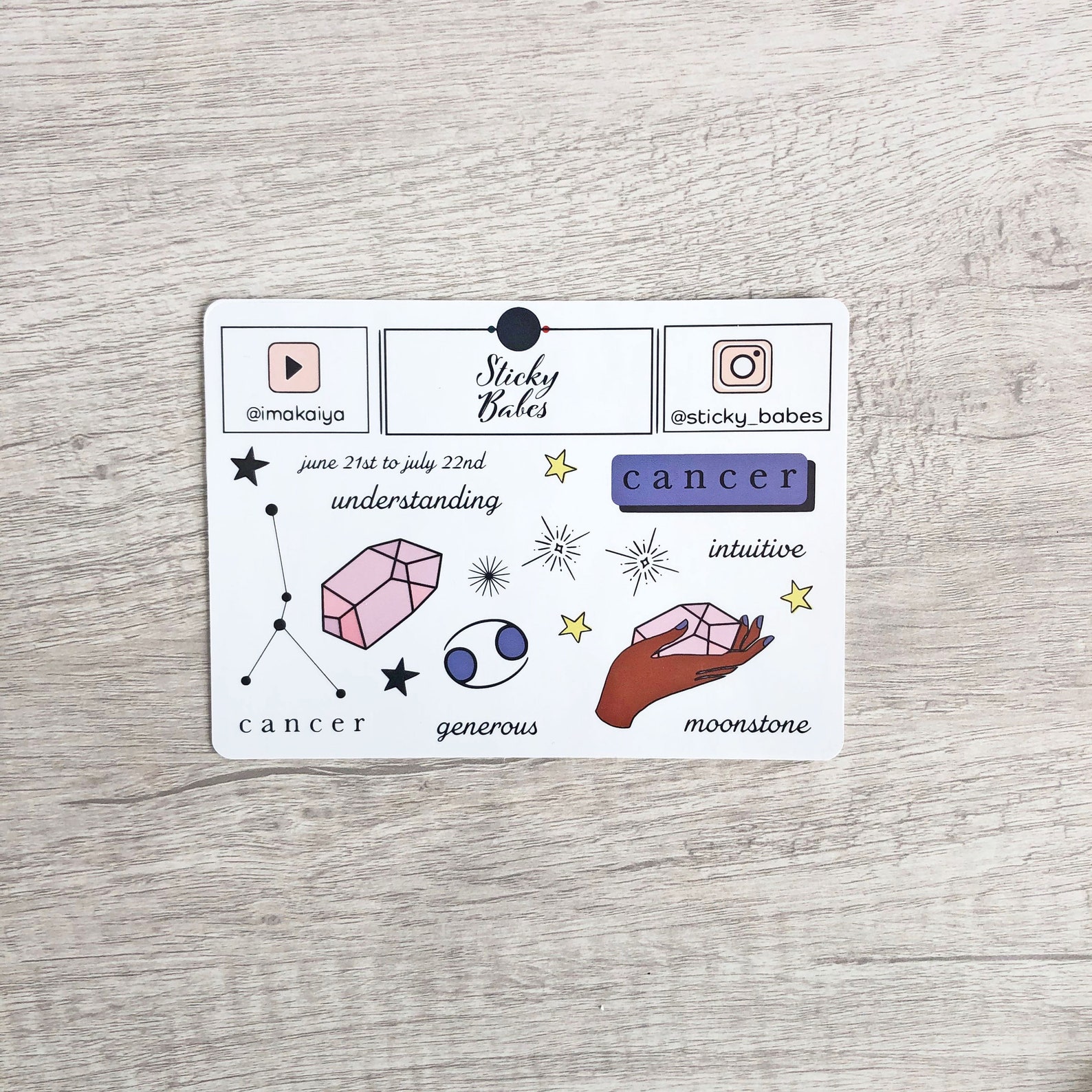 Cancer Zodiac Sticker, Journal Sticker, Cancer Birthday, Vinyl Sticker ...