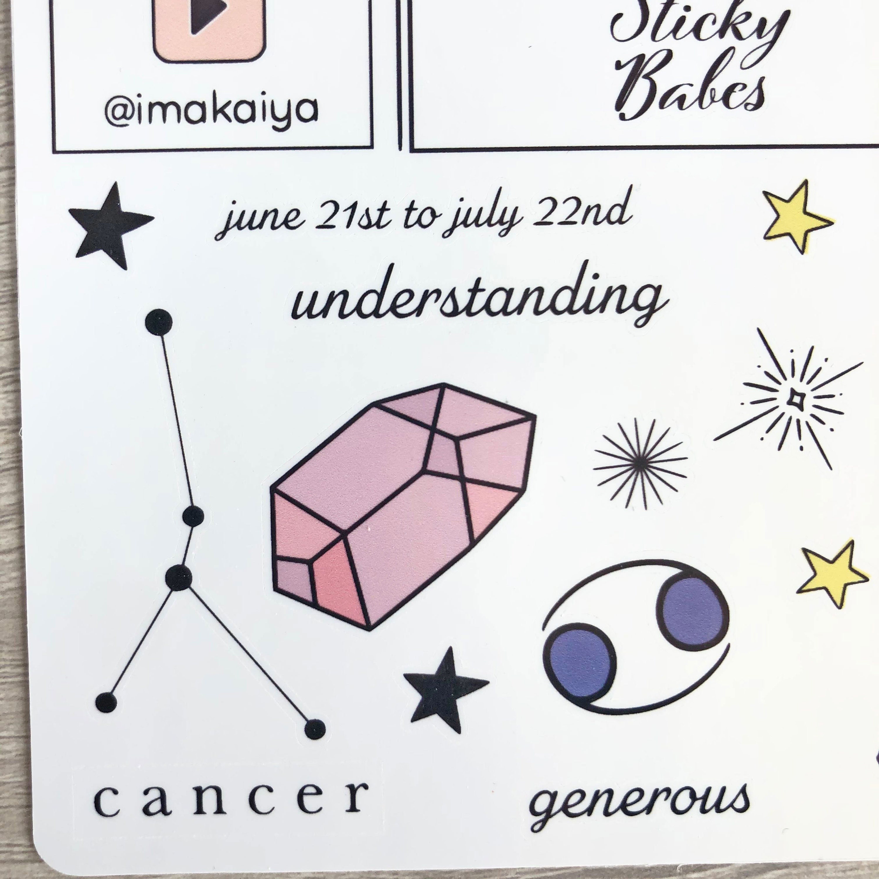 Cancer Zodiac Sticker, Journal Sticker, Cancer Birthday, Vinyl Sticker ...
