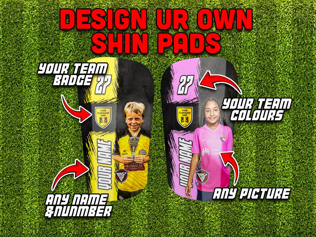 Personalised Football Shin Pads - Custom Football Shin Guards, Any Name ...