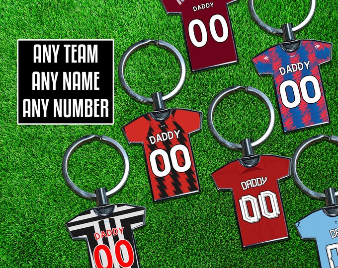 FATHERS DAY Personalised Football Keyring Custom FOOTBALL Key, Any Name ...