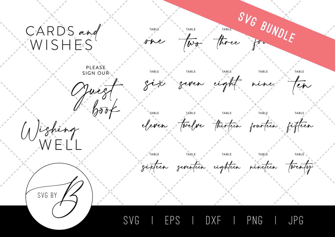 Wedding Signage SVG Bundle | Table Numbers, Wishing Well, Cards and ...