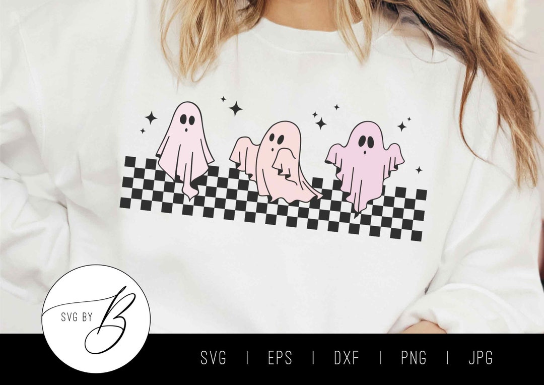Pink Checkerboard Ghosts SVG | Halloween, Spooky Season, Layered SVG ...