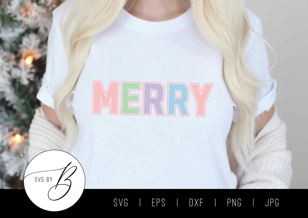 Pastel Merry SVG File | Retro Christmas SVG | Svg, Eps, Dxf, Png, Jpg ...