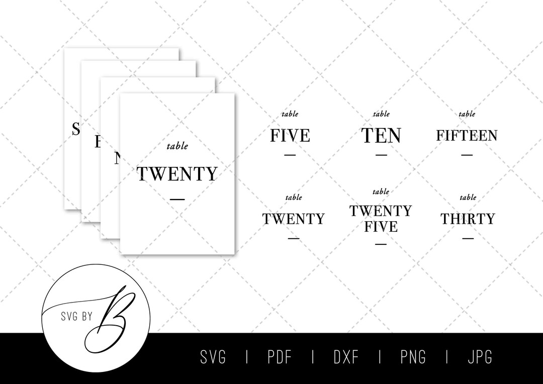 Serif Wedding Table Numbers SVG | Numbers 1-30 | Wedding Sign, Table ...