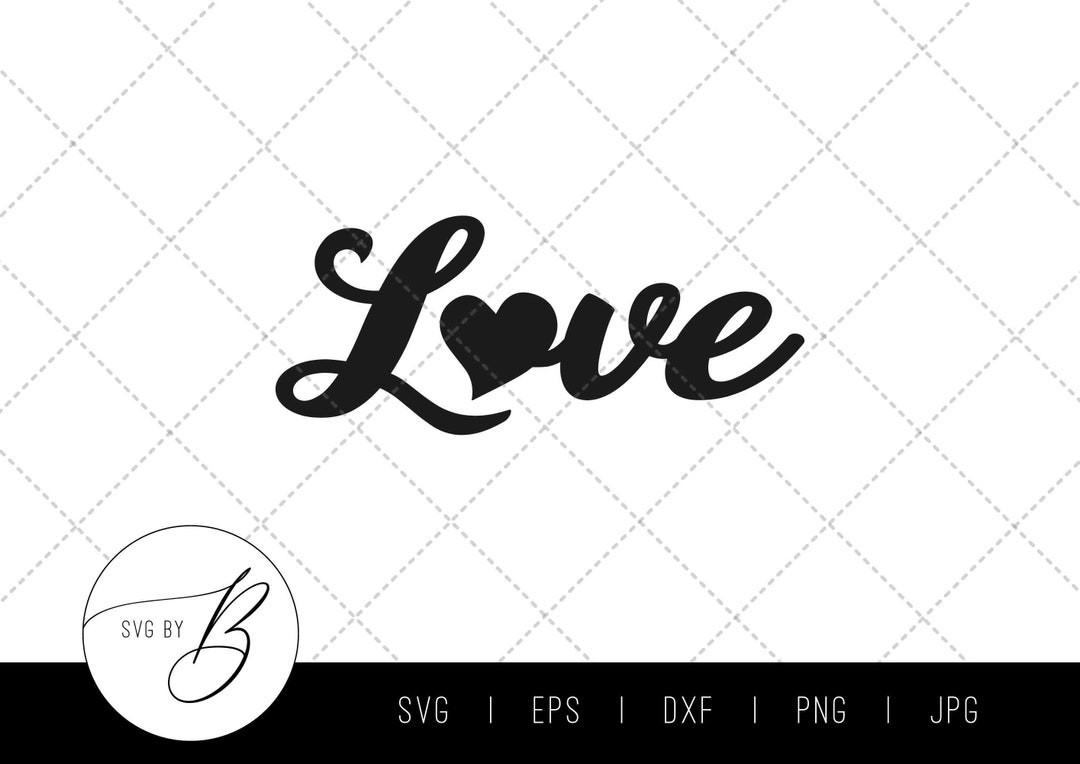 Script Love SVG | Heart Shape Retro Vintage LOVE | Svg, Eps, Dxf, Png ...