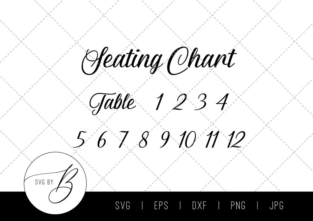 Classic Script Wedding Seating Chart SVG | Sign, Table Numbers ...