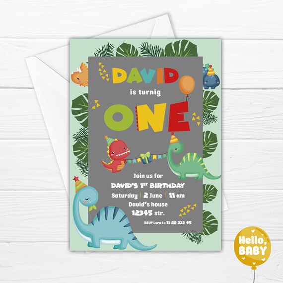 Boy Birthday Party Dinosaur Invitations Dinosaur Invitation | Etsy