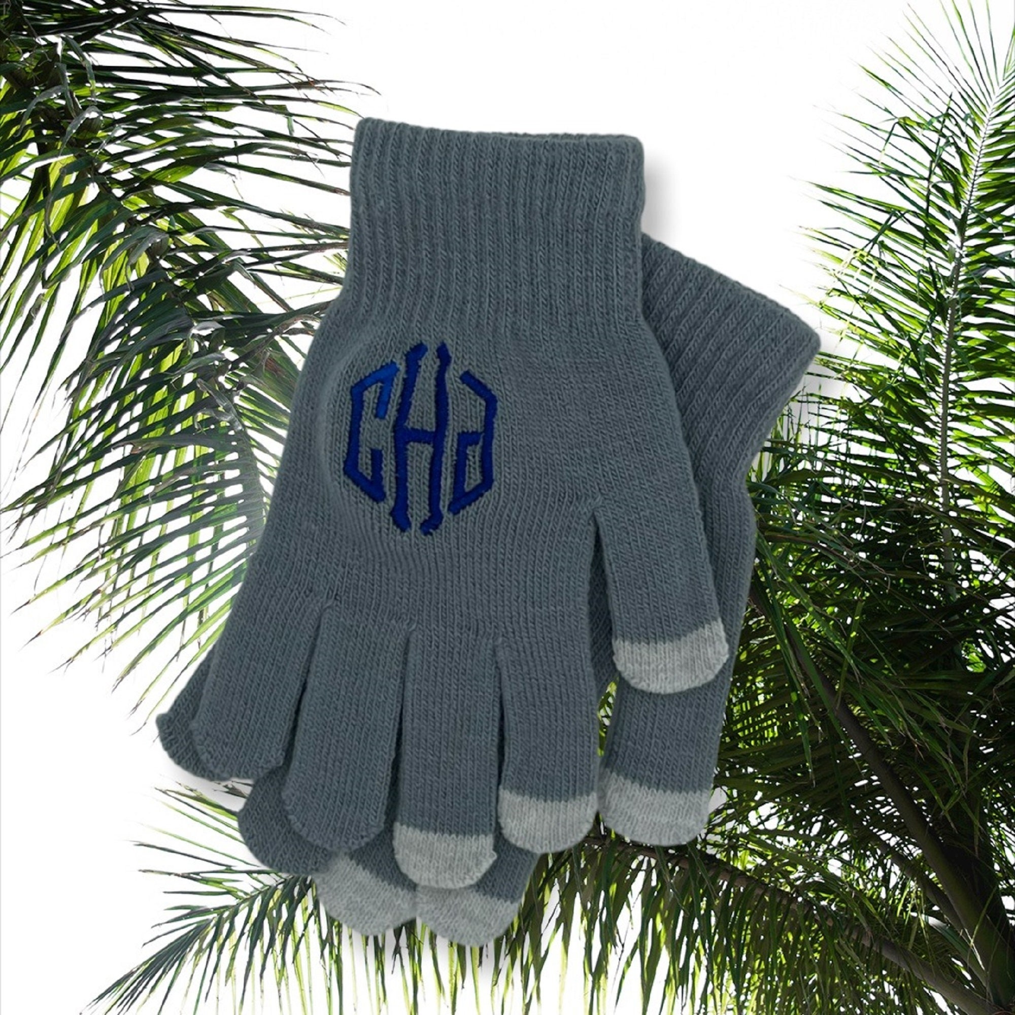 Custom Embroidered Knit Tech Gloves: Personalized Stitched Monogram - Etsy