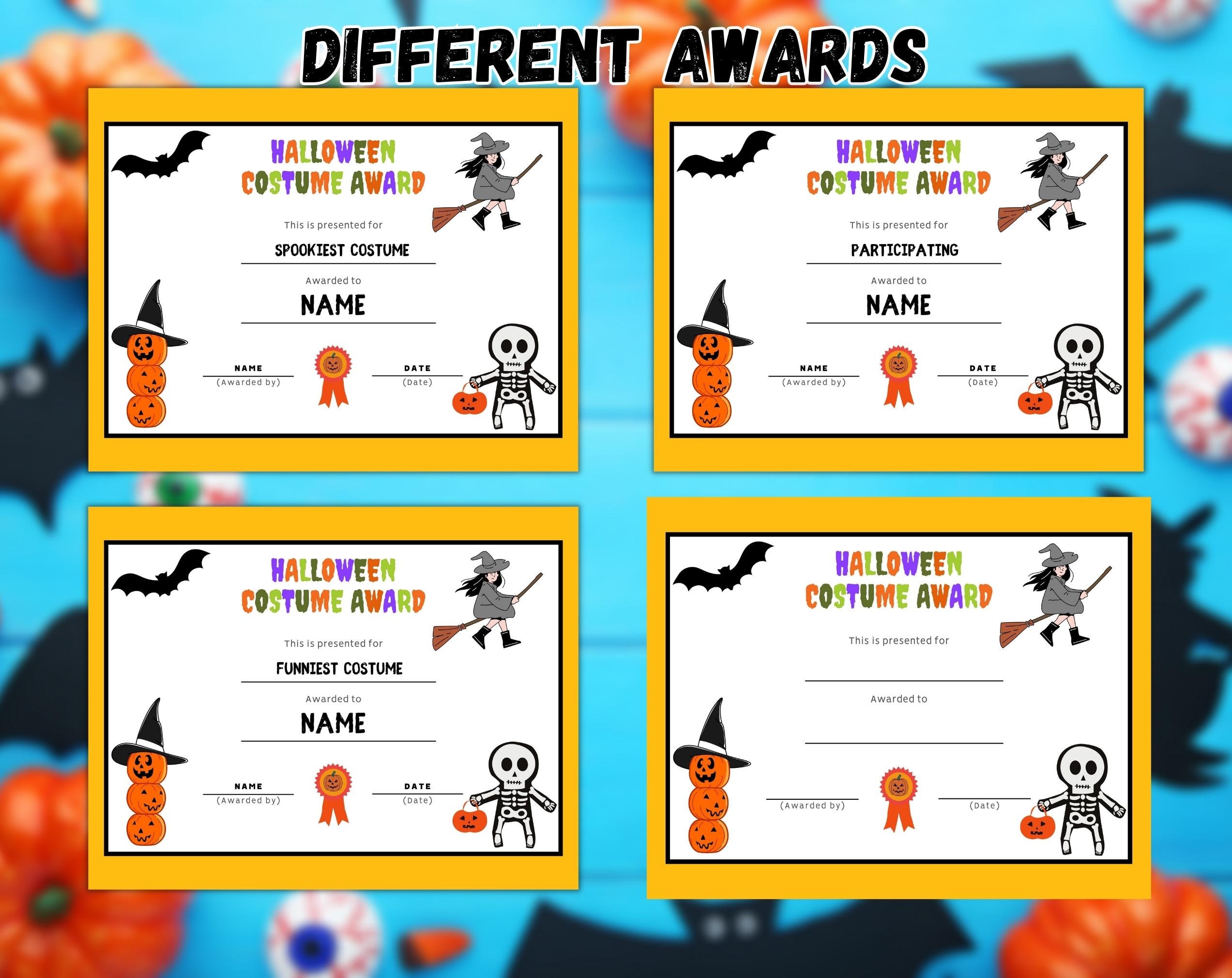Printable Halloween Costume Awards Bundle | Halloween Costume ...