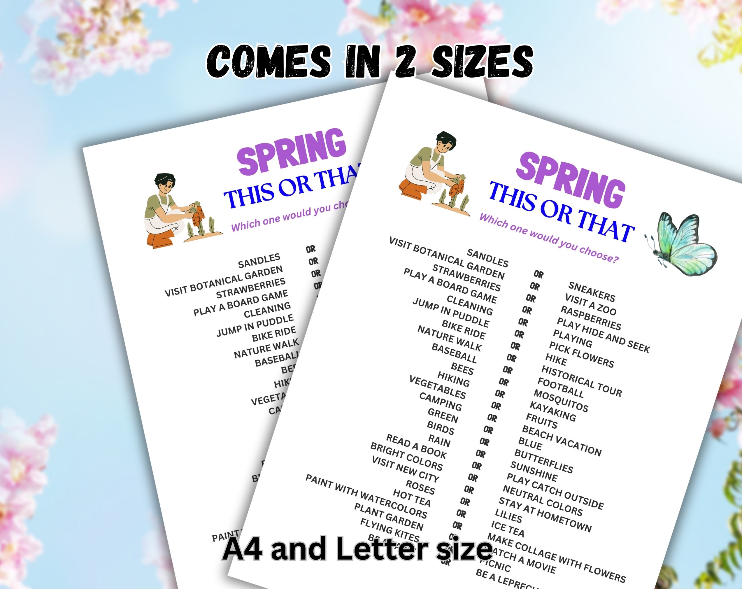 Printable Spring This or That | Spring Activity for Kids and Adults ...