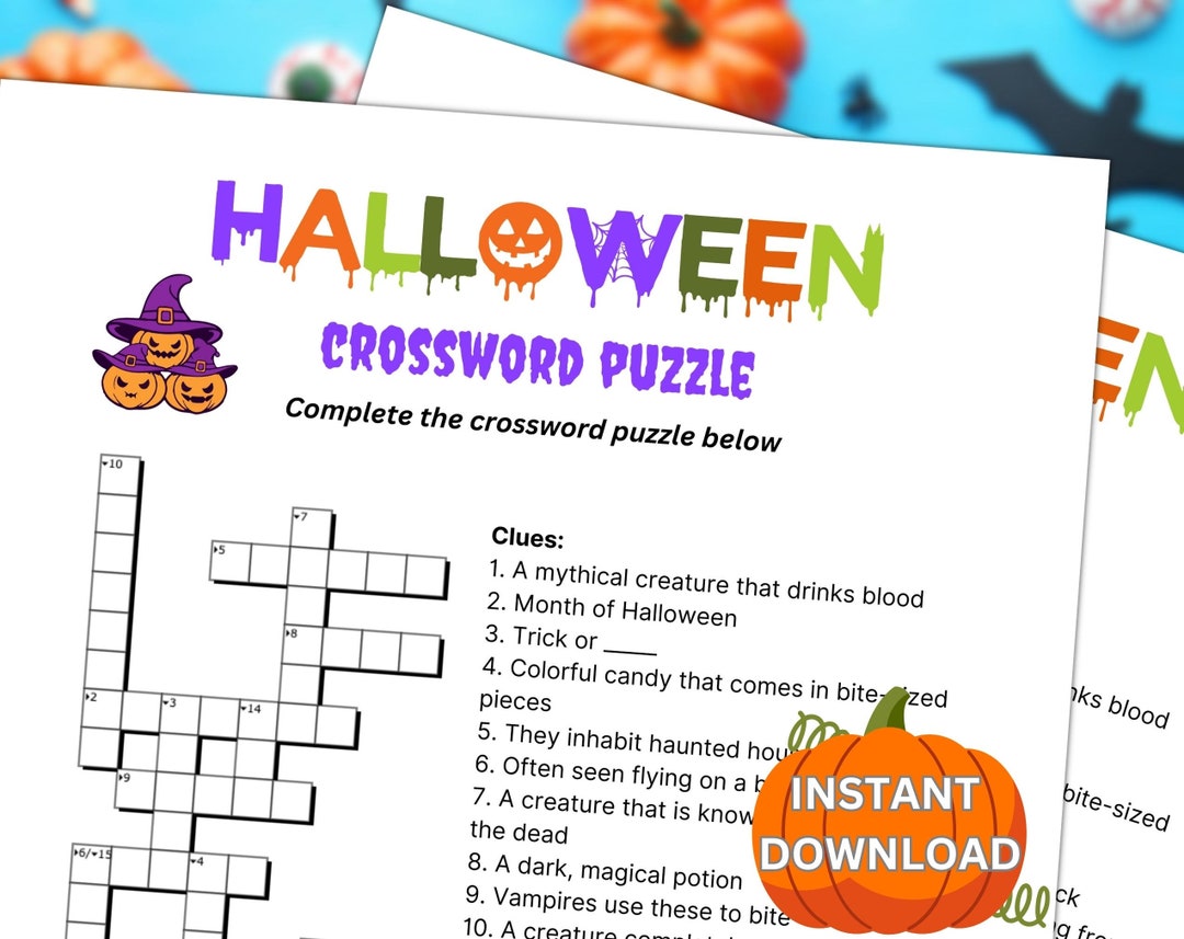 Printable Halloween Crossword | Halloween Activity for Kids and Adults ...