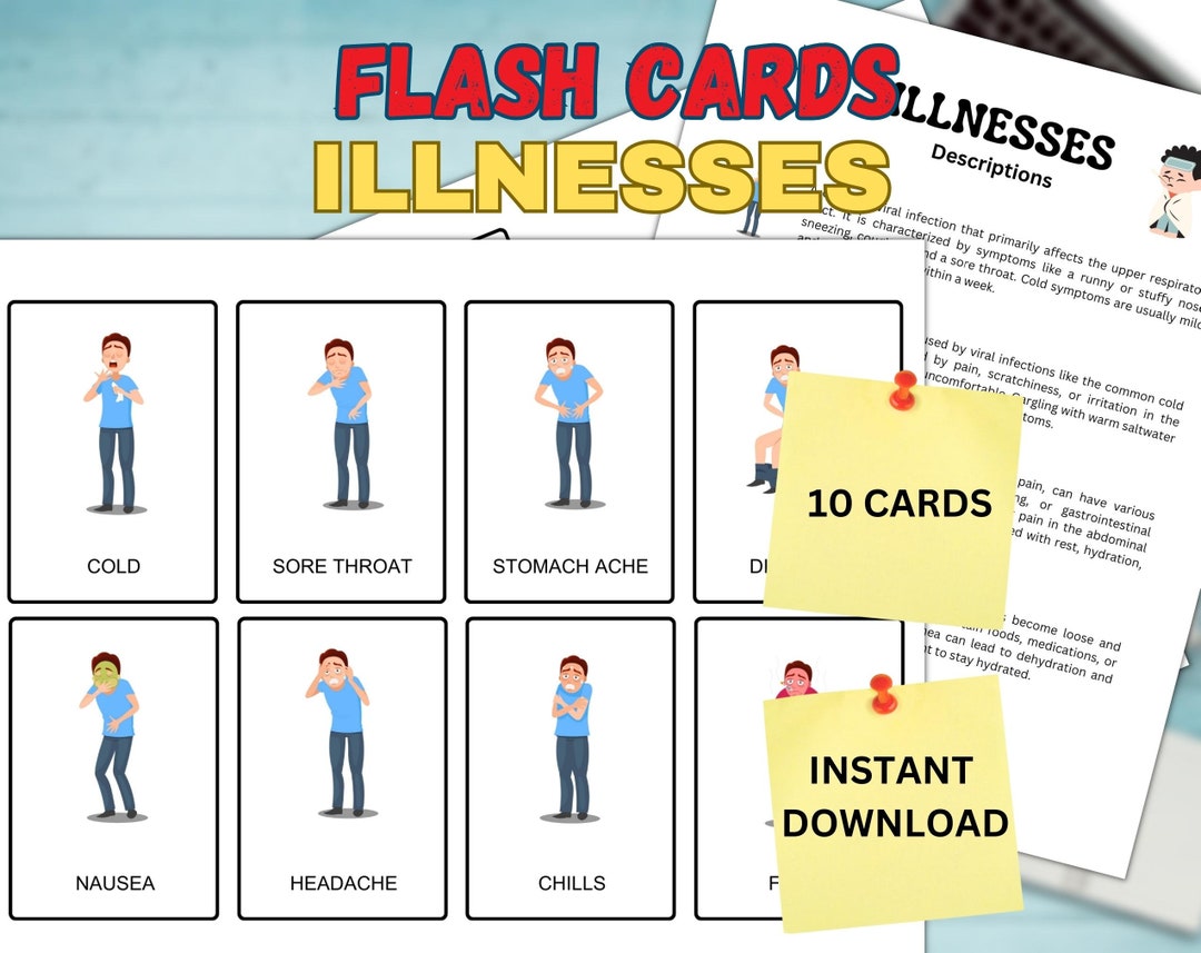 Printable Illnesses and Diseases Flash Cards | Montessori Cards | 10 ...