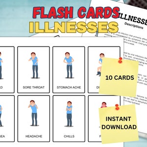 Printable Illnesses and Diseases Flash Cards | Montessori Cards | 10 ...