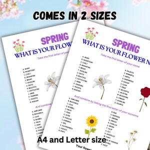 Printable What is Your Flower Name? | Spring Activity for Kids and ...