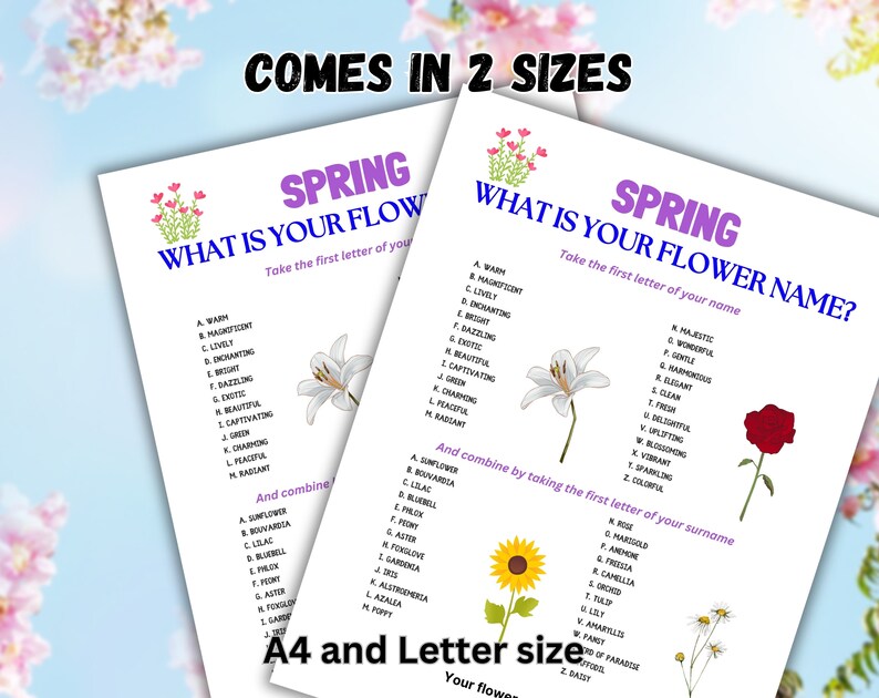 Printable What is Your Flower Name? | Spring Activity for Kids and ...
