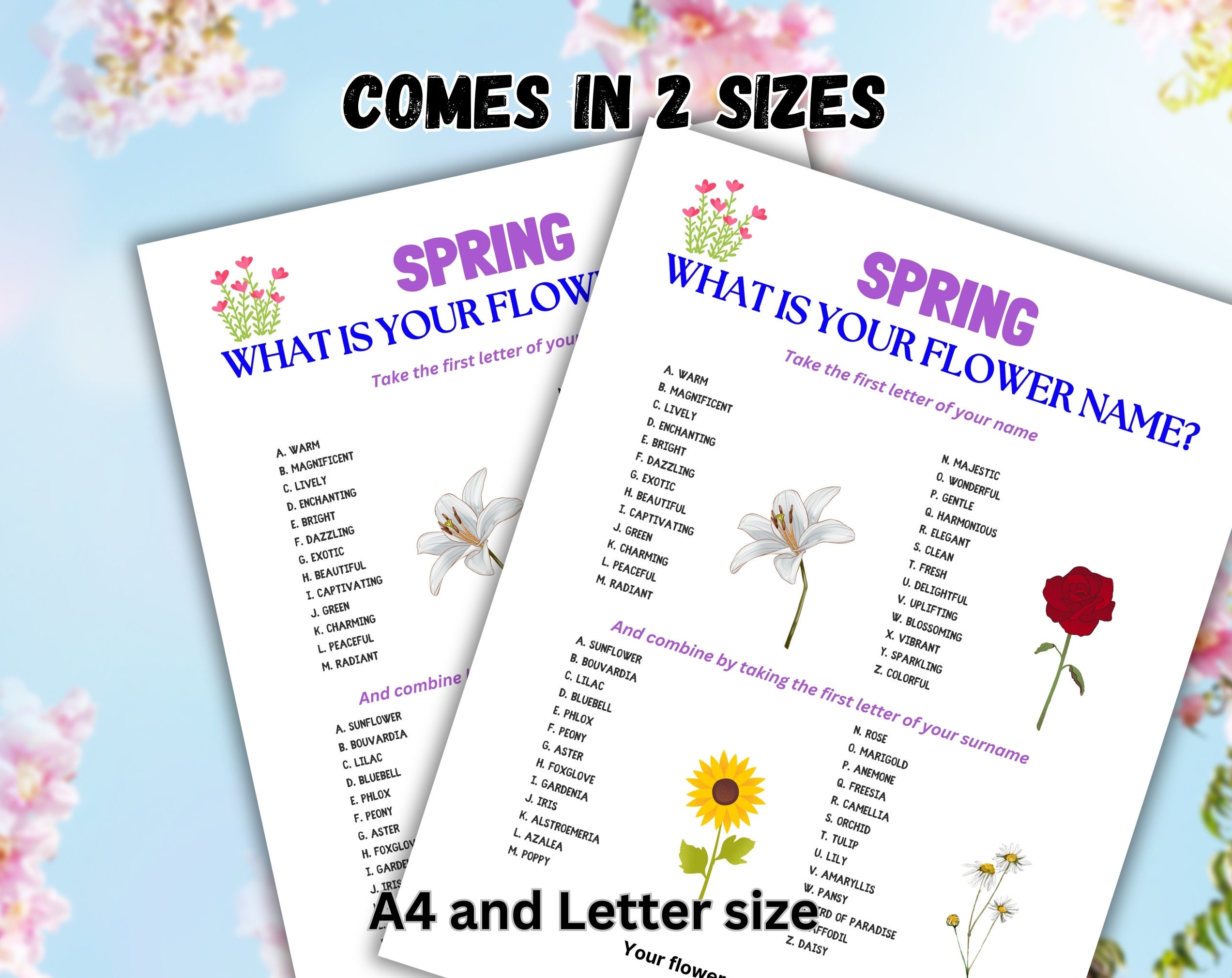 Printable What is Your Flower Name? | Spring Activity for Kids and ...