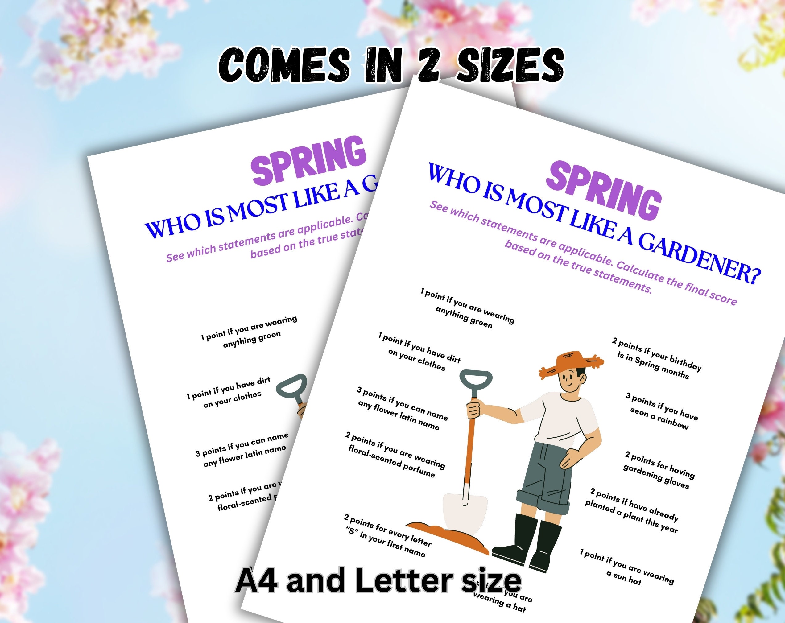 Printable Spring Who is Most Like A Gardener Game Spring Activity for ...