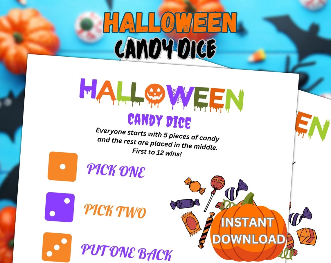 Printable Halloween Candy Dice Game Halloween Activity for Kids and ...