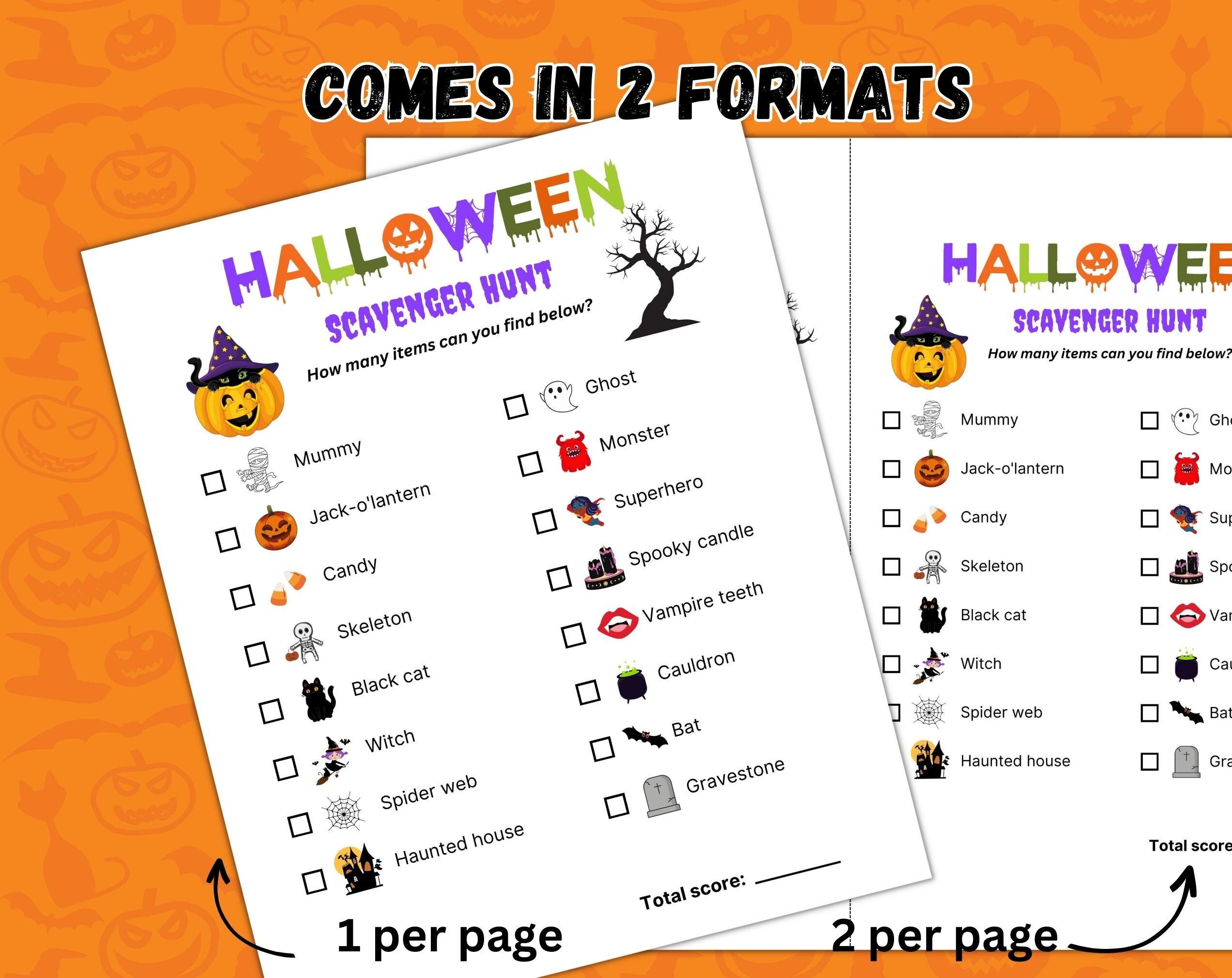 Printable Halloween Scavenger Hunt for Kids | Halloween Party Game ...