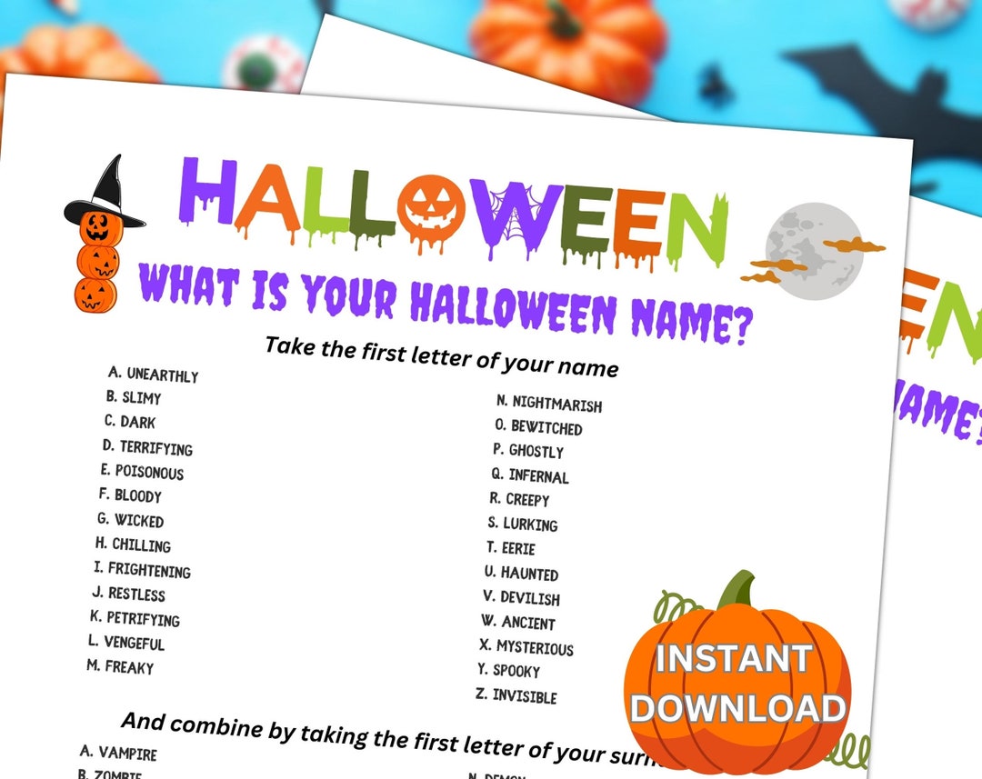 What is Your Halloween Name Game | Printable Party Activity for Kids ...