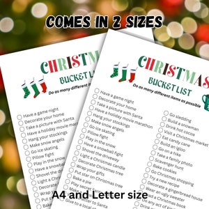 Printable Christmas Bucket List Game | Christmas Activity for Kids and ...