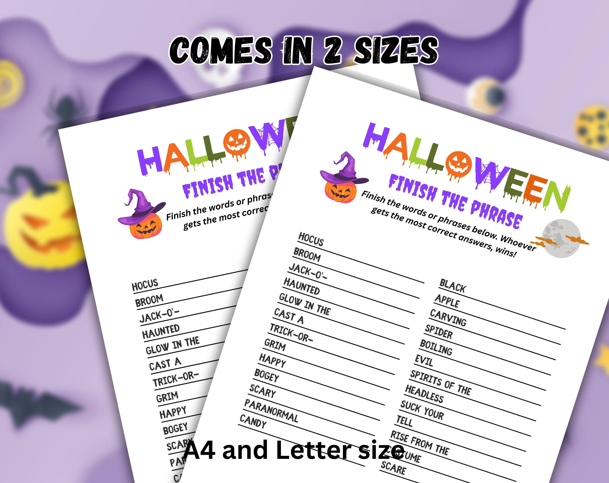 Printable Halloween Finish the Phrase | Halloween Activity for Kids and ...