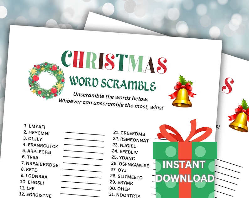 Printable Christmas Word Scramble | Christmas Activity for Kids and ...