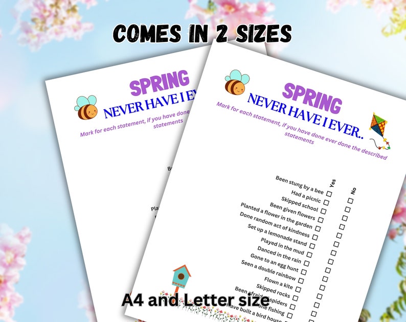 Spring Never Have I Ever Game | Printable Party Activity for Kids ...
