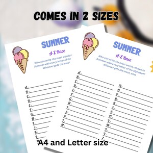 Printable Summer A-Z Race | Summer Activity for Kids and Adults | Party ...