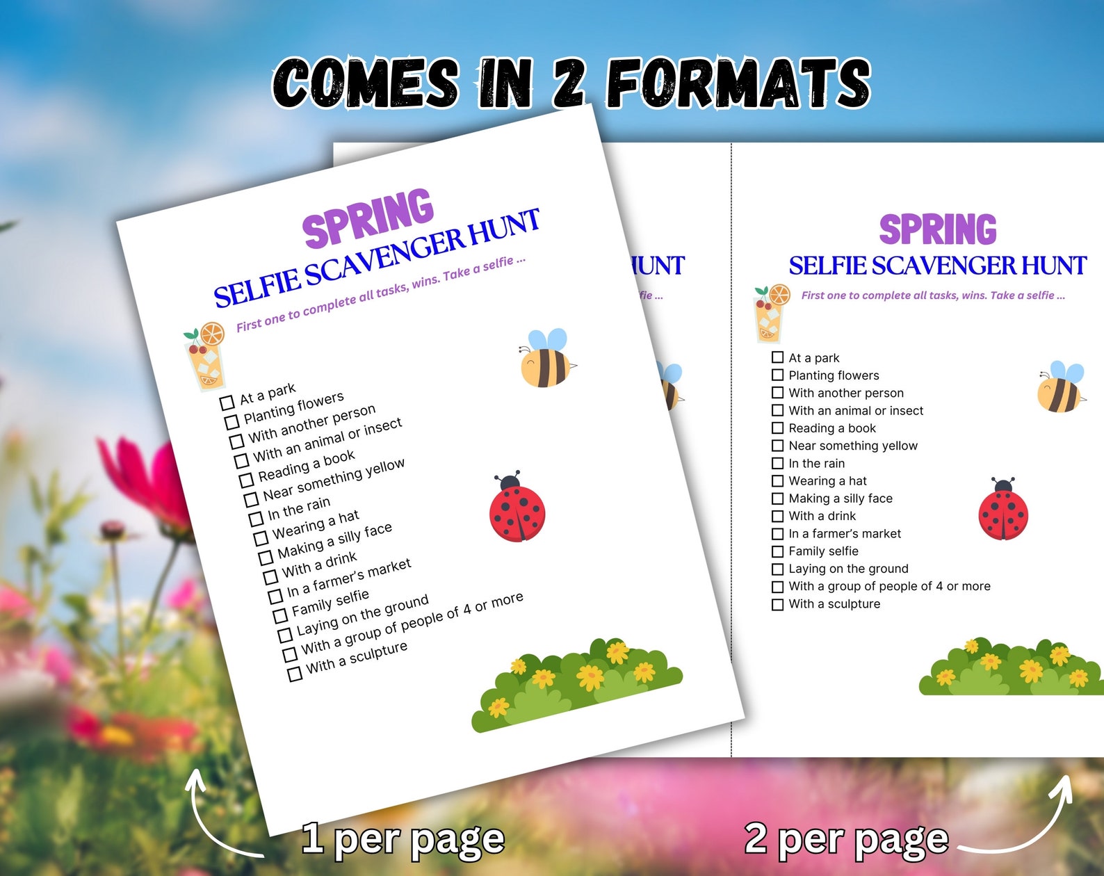 Printable Spring Selfie Scavenger Hunt for Kids | Spring Party Game ...