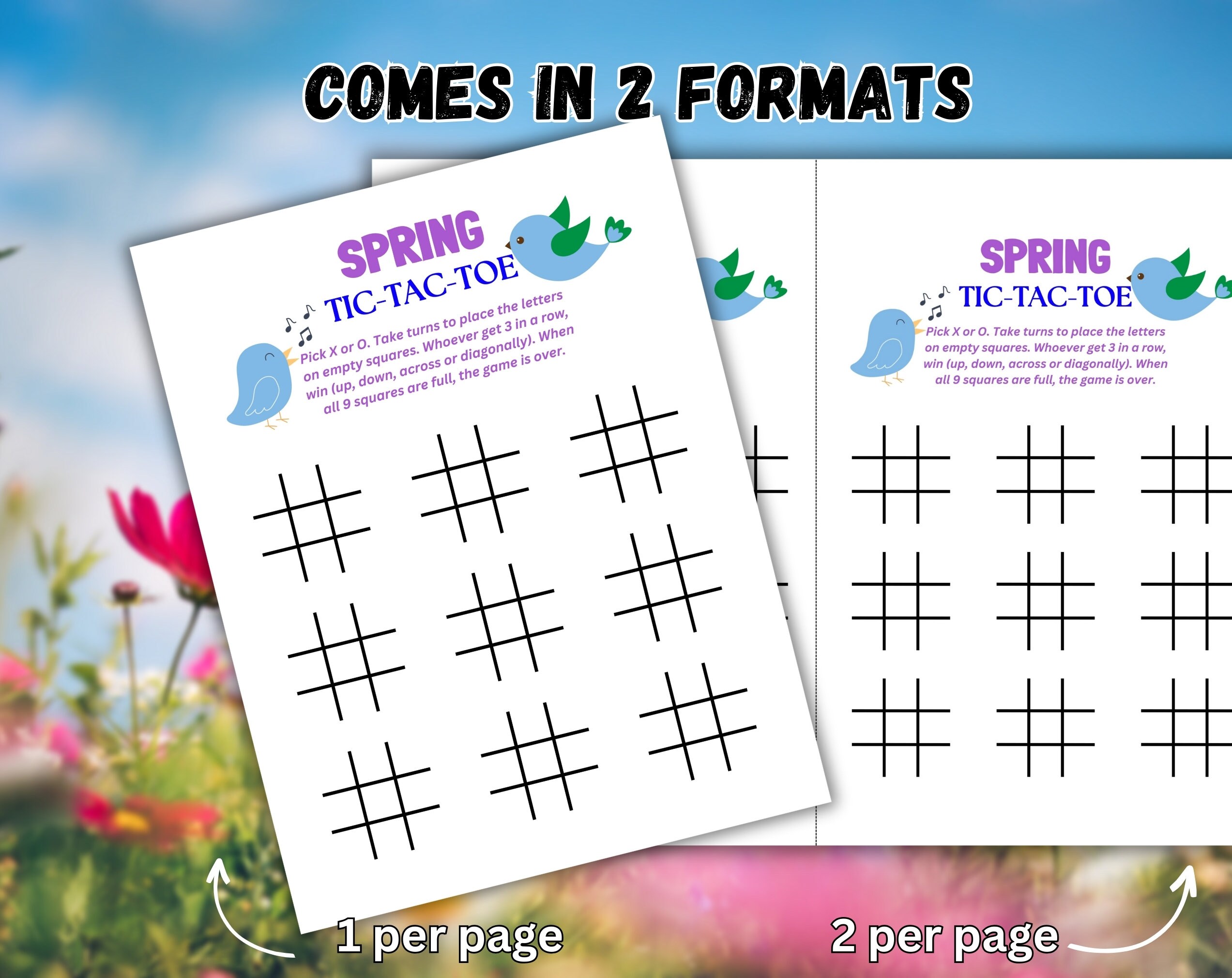 Printable Spring Tic-tac-toe for Kids | Spring Party Game | Children ...