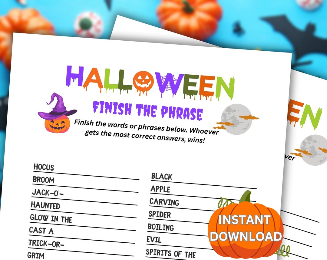 Printable Halloween Finish the Phrase | Halloween Activity for Kids and ...